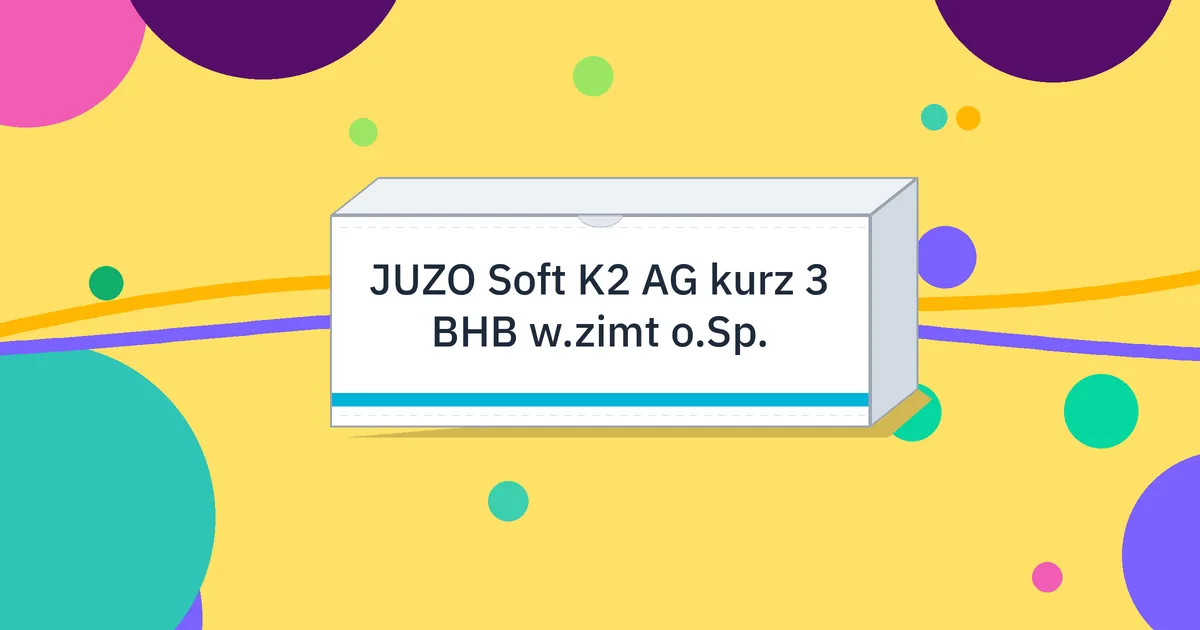 Symbolbild: Packung mit der Aufschrift JUZO Soft K2 AG kurz 3 BHB w.zimt o.Sp. (PZN 14842599) – Verfügbarkeit und Bezug in Apotheken in Frankfurt am Main