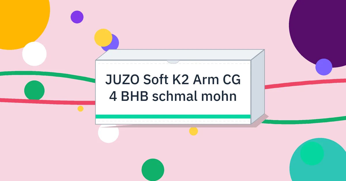 Symbolbild: Packung mit der Aufschrift JUZO Soft K2 Arm CG 4 BHB schmal mohn (PZN 15511717) – Verfügbarkeit und Bezug in Apotheken in Frankfurt am Main