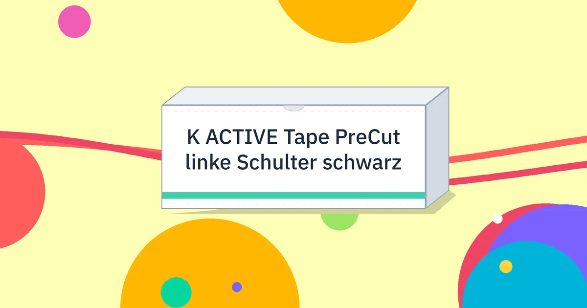 Symbolbild: Packung mit der Aufschrift K ACTIVE Tape PreCut linke Schulter schwarz (PZN 06936671) – Verfügbarkeit und Bezug in Apotheken in Frankfurt am Main