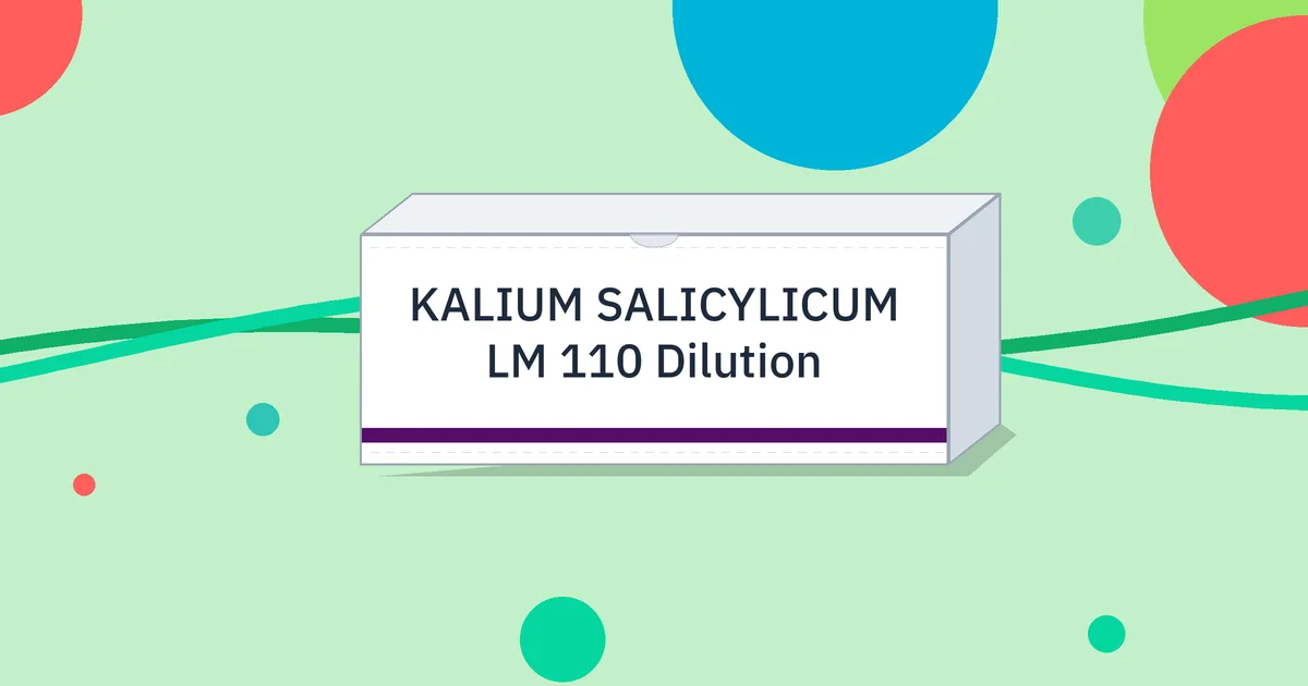 Symbolbild: Packung mit der Aufschrift KALIUM SALICYLICUM LM 110 Dilution (PZN 12925720) – Verfügbarkeit und Bezug in Apotheken in Frankfurt am Main