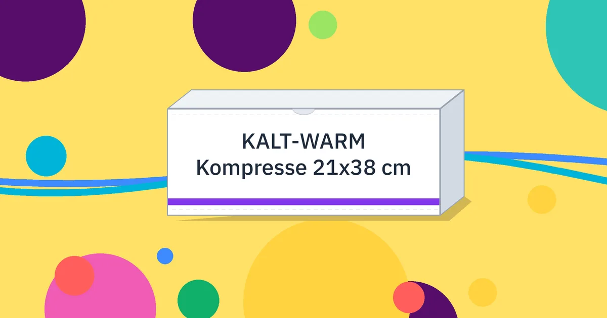 Symbolbild: Packung mit der Aufschrift KALT-WARM Kompresse 21x38 cm (PZN 01417908) – Verfügbarkeit und Bezug in Apotheken in Frankfurt am Main