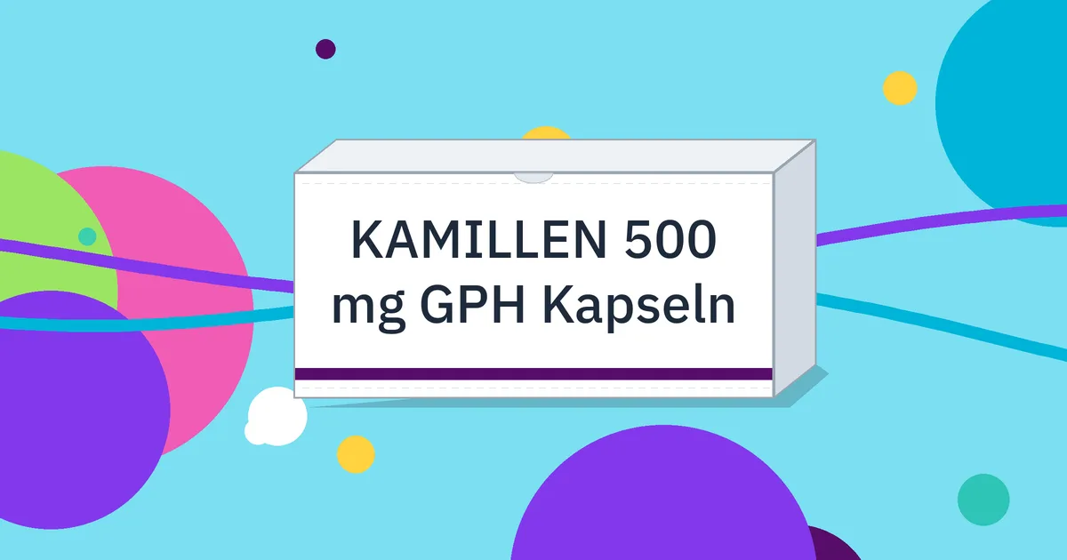 Symbolbild: Packung mit der Aufschrift KAMILLEN 500 mg GPH Kapseln (PZN 05530659) – Verfügbarkeit und Bezug in Apotheken in Frankfurt am Main