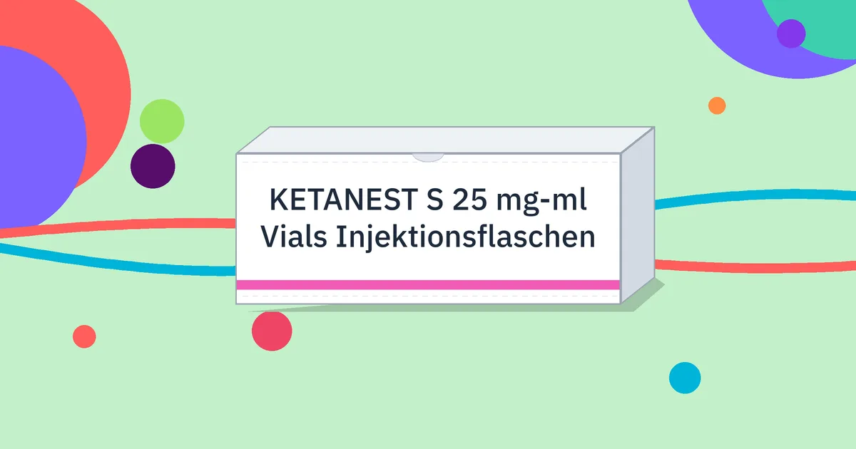 Symbolbild: Packung mit der Aufschrift KETANEST S 25 mg-ml Vials Injektionsflaschen (PZN 08509909) – Verfügbarkeit und Bezug in Apotheken in Frankfurt am Main