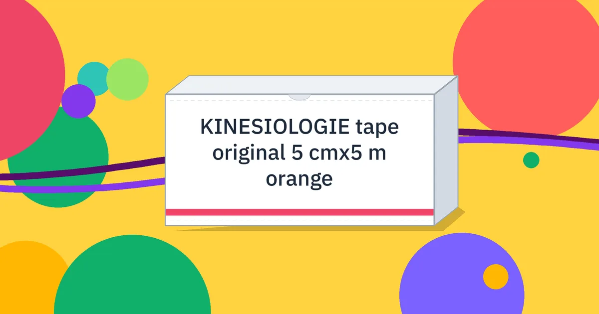 Symbolbild: Packung mit der Aufschrift KINESIOLOGIE tape original 5 cmx5 m orange (PZN 10713215) – Verfügbarkeit und Bezug in Apotheken in Frankfurt am Main