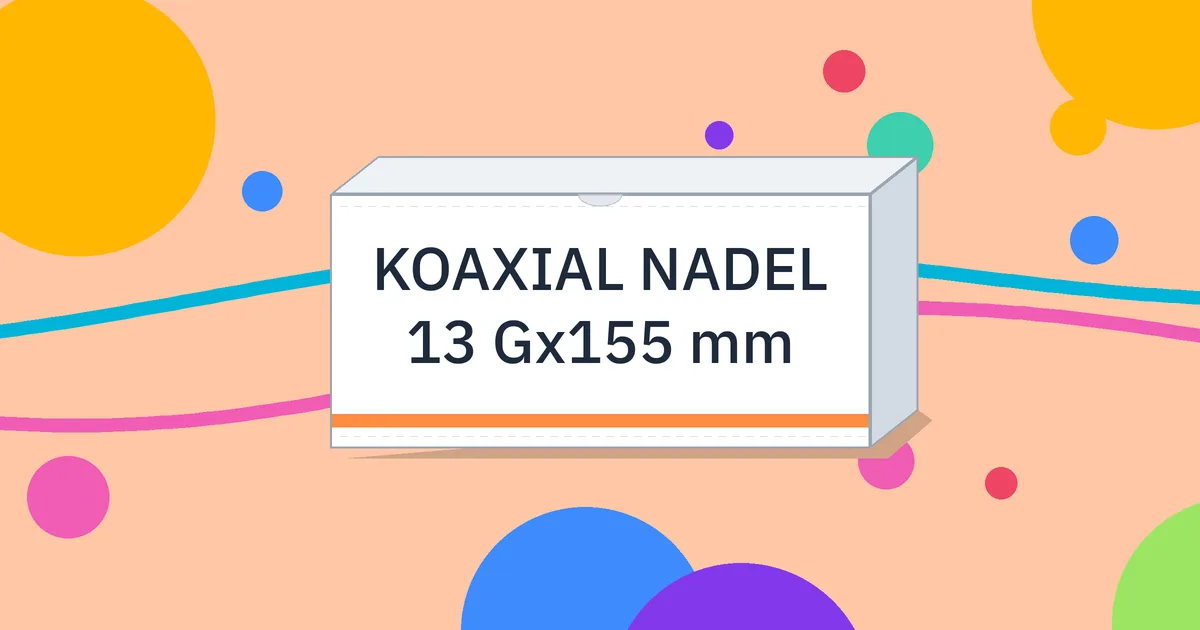 Symbolbild: Packung mit der Aufschrift KOAXIAL NADEL 13 Gx155 mm (PZN 19530143) – Verfügbarkeit und Bezug in Apotheken in Frankfurt am Main