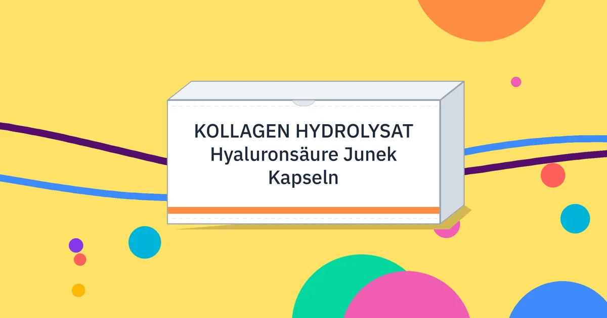 Symbolbild: Packung mit der Aufschrift KOLLAGEN HYDROLYSAT Hyaluronsäure Junek Kapseln (PZN 09325117) – Verfügbarkeit und Bezug in Apotheken in Frankfurt am Main
