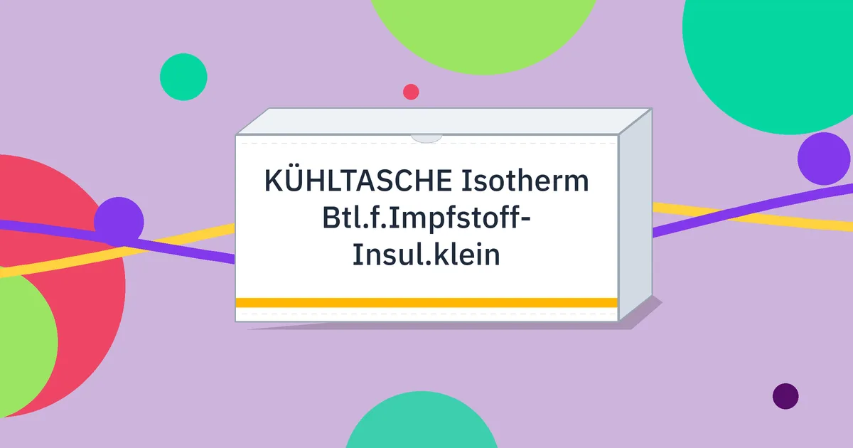 Symbolbild: Packung mit der Aufschrift KÜHLTASCHE Isotherm Btl.f.Impfstoff-Insul.klein (PZN 09482667) – Verfügbarkeit und Bezug in Apotheken in Frankfurt am Main