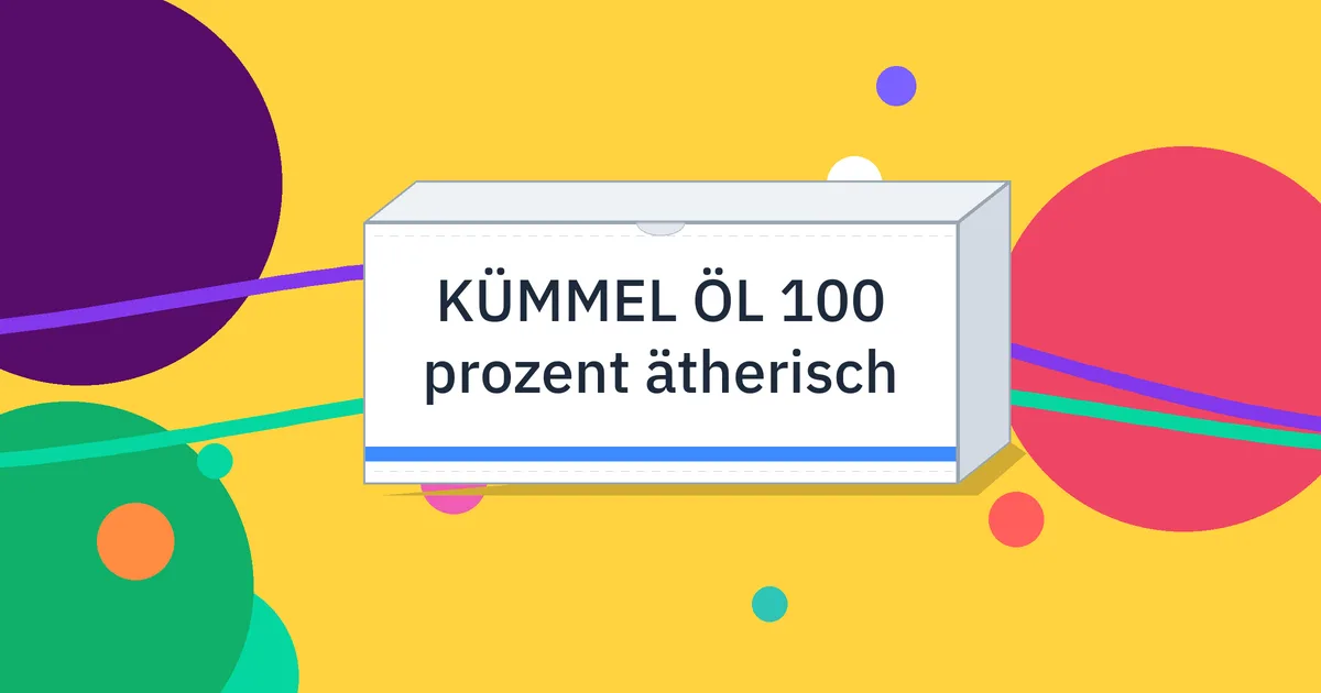 Symbolbild: Packung mit der Aufschrift KÜMMEL ÖL 100 prozent ätherisch (PZN 07616709) – Verfügbarkeit und Bezug in Apotheken in Frankfurt am Main