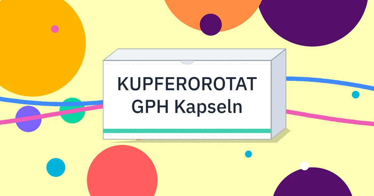 Symbolbild: Packung mit der Aufschrift KUPFEROROTAT GPH Kapseln (PZN 09899203) – Verfügbarkeit und Bezug in Apotheken in Frankfurt am Main