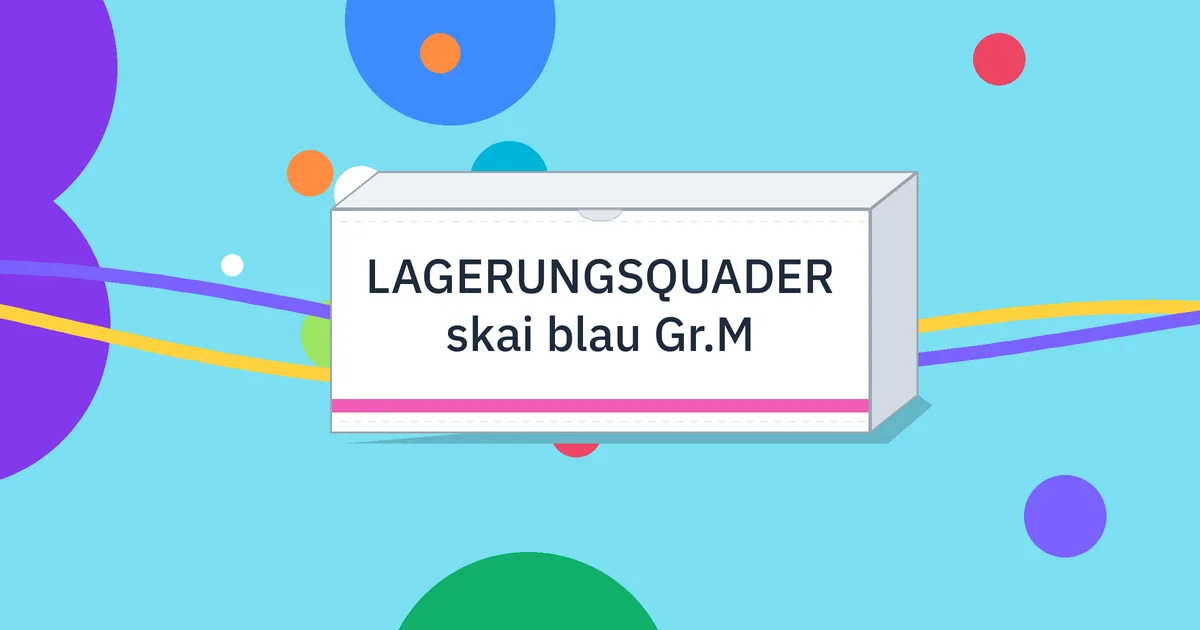 Symbolbild: Packung mit der Aufschrift LAGERUNGSQUADER skai blau Gr.M (PZN 05452534) – Verfügbarkeit und Bezug in Apotheken in Frankfurt am Main