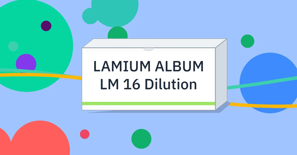 Symbolbild: Packung mit der Aufschrift LAMIUM ALBUM LM 16 Dilution (PZN 13521812) – Verfügbarkeit und Bezug in Apotheken in Frankfurt am Main