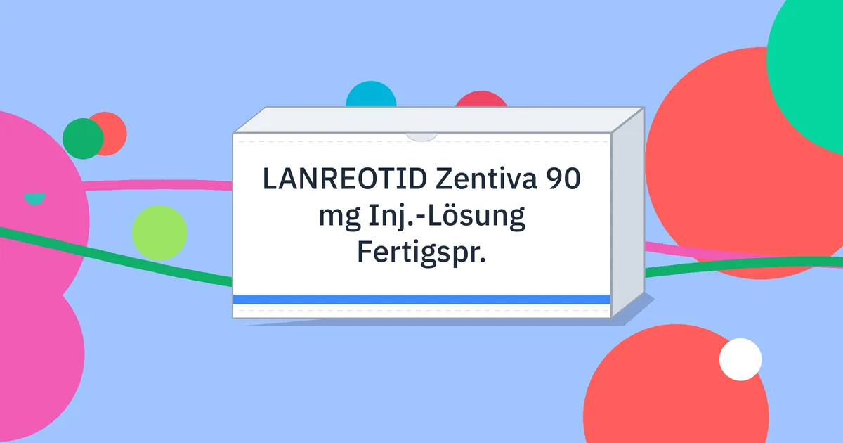 Symbolbild: Packung mit der Aufschrift LANREOTID Zentiva 90 mg Inj.-Lösung Fertigspr. (PZN 18789465) – Verfügbarkeit und Bezug in Apotheken in Frankfurt am Main