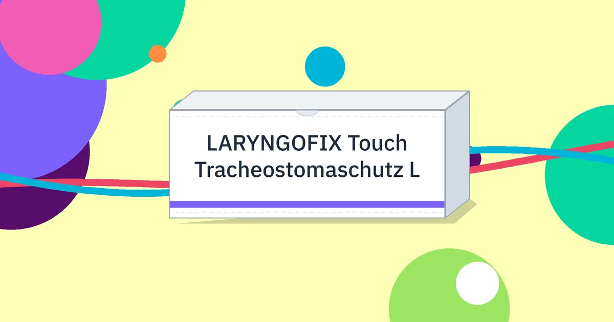 Symbolbild: Packung mit der Aufschrift LARYNGOFIX Touch Tracheostomaschutz L (PZN 17924984) – Verfügbarkeit und Bezug in Apotheken in Frankfurt am Main