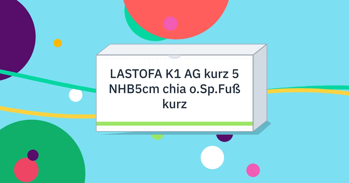 Symbolbild: Packung mit der Aufschrift LASTOFA K1 AG kurz 5 NHB5cm chia o.Sp.Fuß kurz (PZN 13792965) – Verfügbarkeit und Bezug in Apotheken in Frankfurt am Main