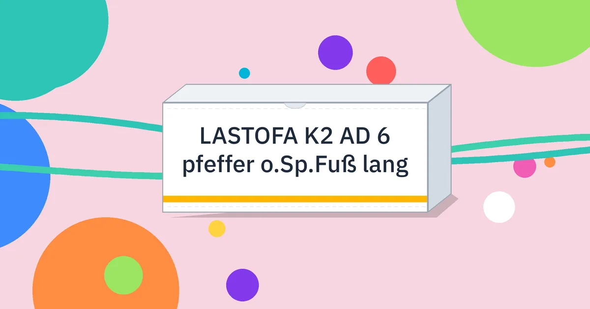 Symbolbild: Packung mit der Aufschrift LASTOFA K2 AD 6 pfeffer o.Sp.Fuß lang (PZN 14147669) – Verfügbarkeit und Bezug in Apotheken in Frankfurt am Main