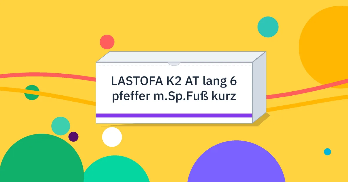Symbolbild: Packung mit der Aufschrift LASTOFA K2 AT lang 6 pfeffer m.Sp.Fuß kurz (PZN 13810261) – Verfügbarkeit und Bezug in Apotheken in Frankfurt am Main