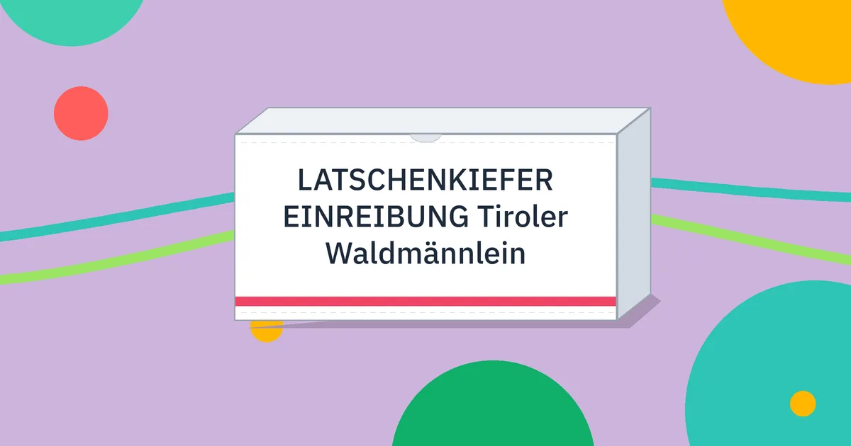 Symbolbild: Packung mit der Aufschrift LATSCHENKIEFER EINREIBUNG Tiroler Waldmännlein (PZN 02165900) – Verfügbarkeit und Bezug in Apotheken in Frankfurt am Main