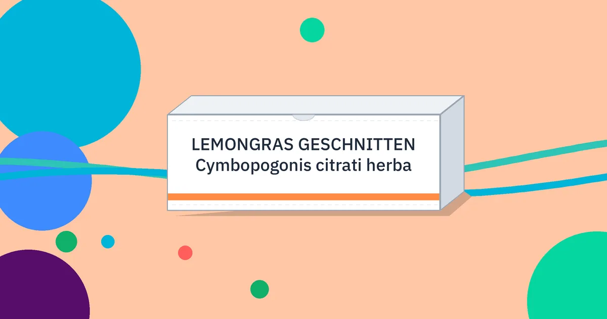 Symbolbild: Packung mit der Aufschrift LEMONGRAS GESCHNITTEN Cymbopogonis citrati herba (PZN 20954150) – Verfügbarkeit und Bezug in Apotheken in Frankfurt am Main