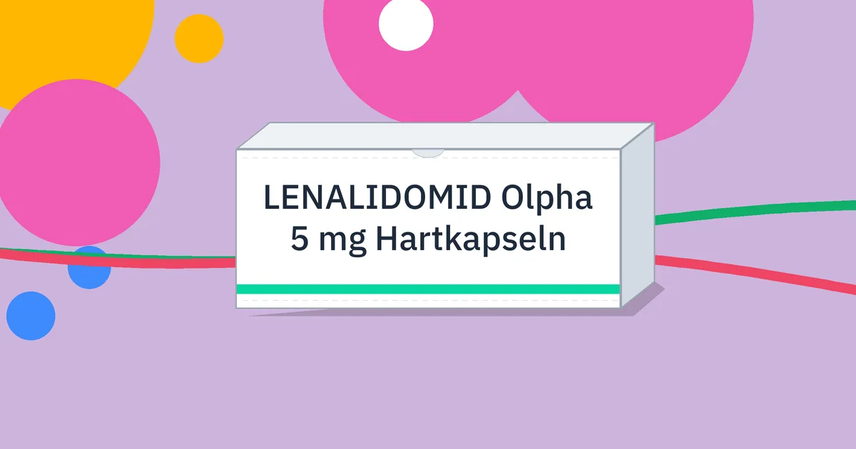 Symbolbild: Packung mit der Aufschrift LENALIDOMID Olpha 5 mg Hartkapseln (PZN 20021636) – Verfügbarkeit und Bezug in Apotheken in Frankfurt am Main