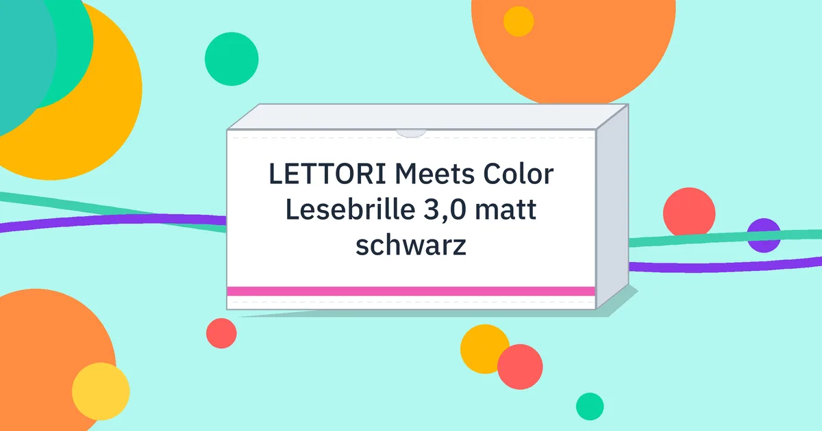 Symbolbild: Packung mit der Aufschrift LETTORI Meets Color Lesebrille 3,0 matt schwarz (PZN 11118058) – Verfügbarkeit und Bezug in Apotheken in Frankfurt am Main