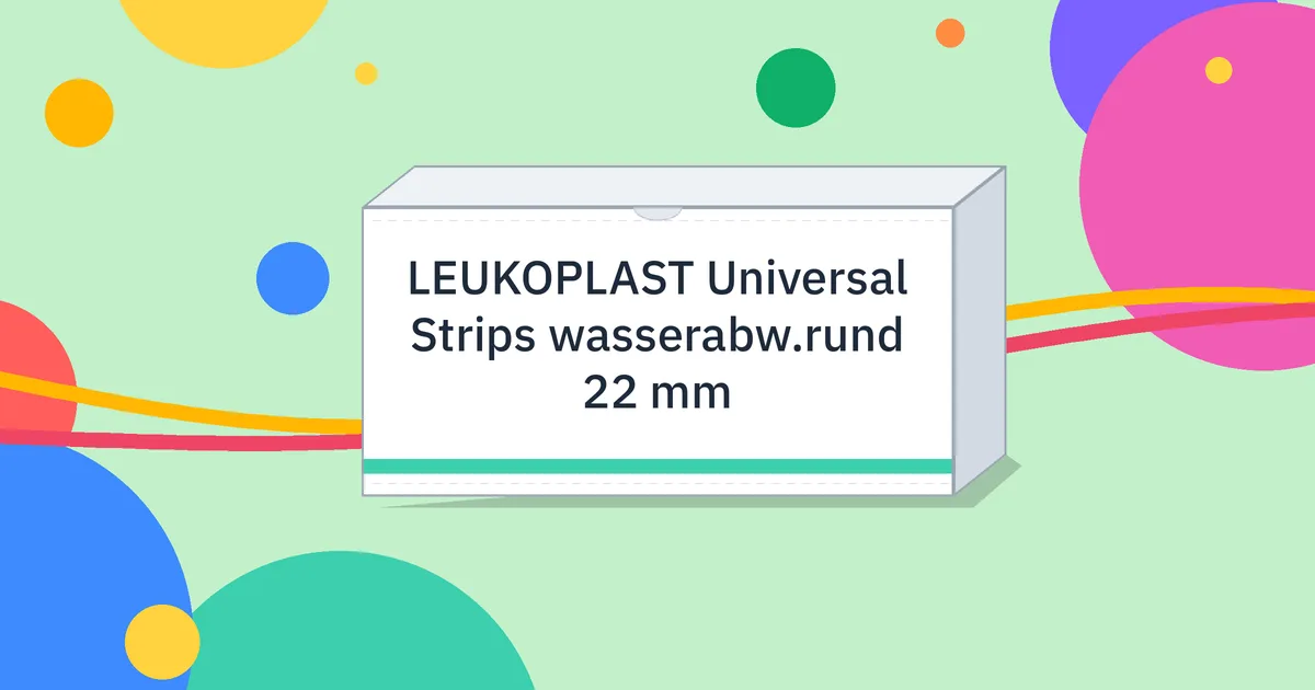 Symbolbild: Packung mit der Aufschrift LEUKOPLAST Universal Strips wasserabw.rund 22 mm (PZN 14062080) – Verfügbarkeit und Bezug in Apotheken in Frankfurt am Main