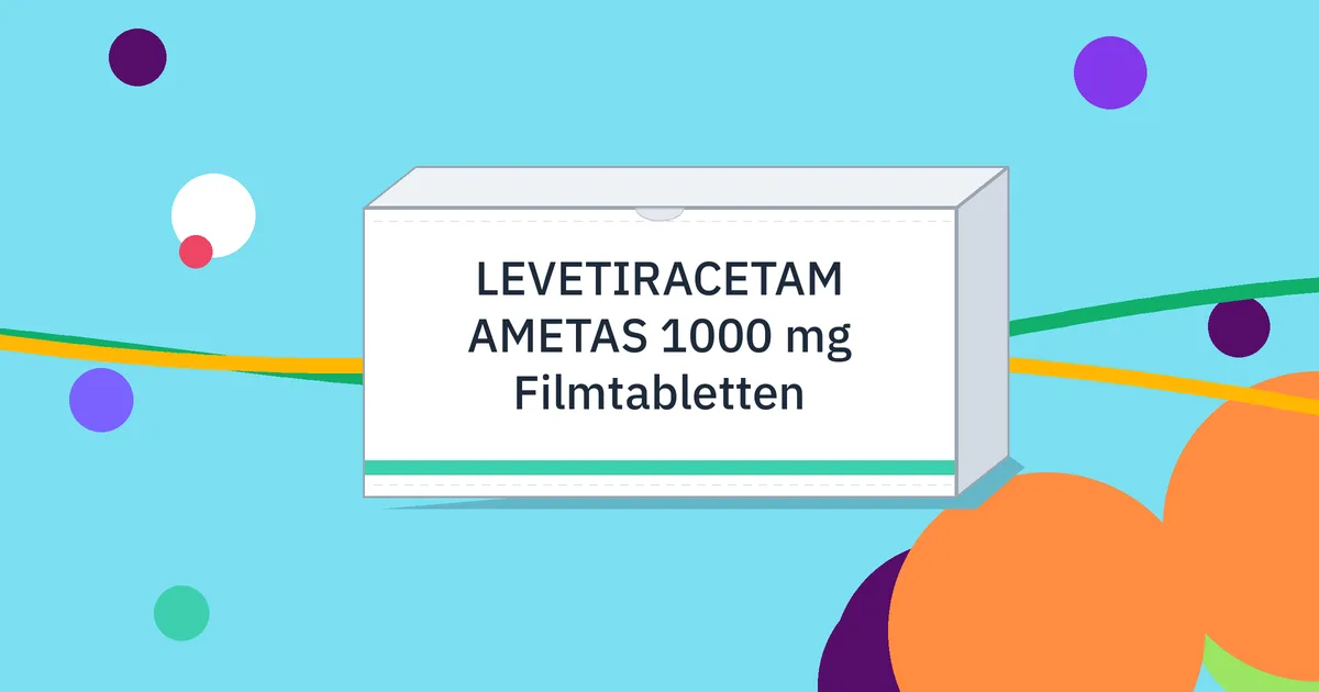 Symbolbild: Packung mit der Aufschrift LEVETIRACETAM AMETAS 1000 mg Filmtabletten (PZN 18090618) – Verfügbarkeit und Bezug in Apotheken in Frankfurt am Main
