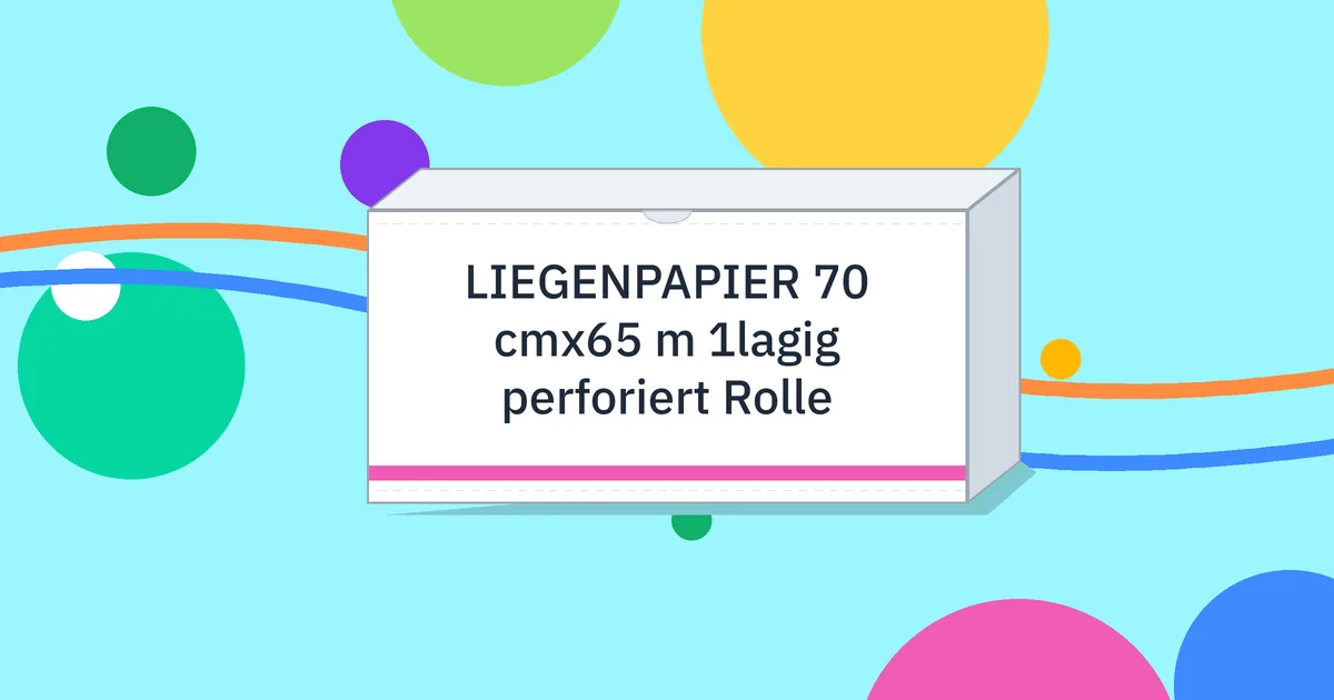 Symbolbild: Packung mit der Aufschrift LIEGENPAPIER 70 cmx65 m 1lagig perforiert Rolle (PZN 18788721) – Verfügbarkeit und Bezug in Apotheken in Frankfurt am Main