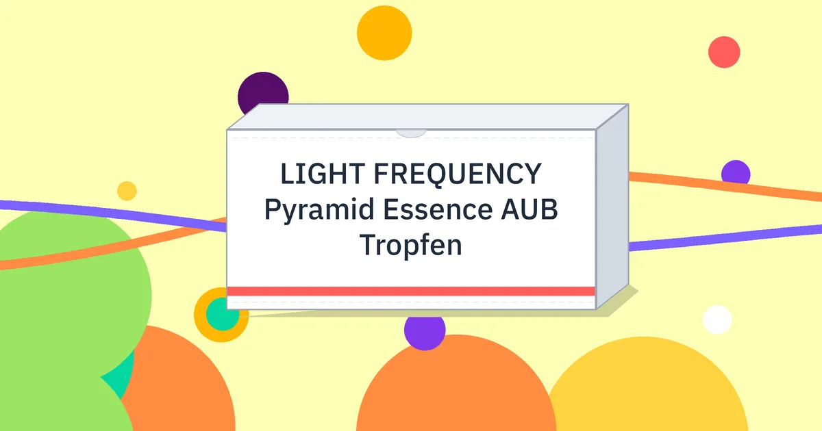 Symbolbild: Packung mit der Aufschrift LIGHT FREQUENCY Pyramid Essence AUB Tropfen (PZN 19073898) – Verfügbarkeit und Bezug in Apotheken in Frankfurt am Main