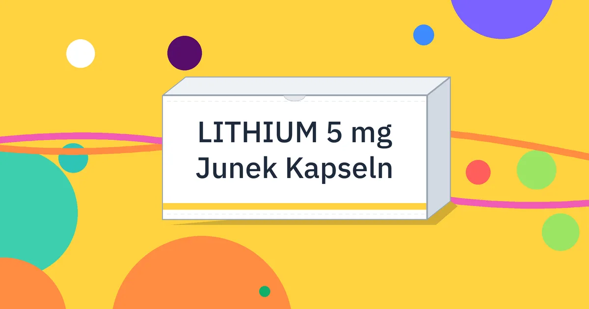 Symbolbild: Packung mit der Aufschrift LITHIUM 5 mg Junek Kapseln (PZN 20172387) – Verfügbarkeit und Bezug in Apotheken in Frankfurt am Main