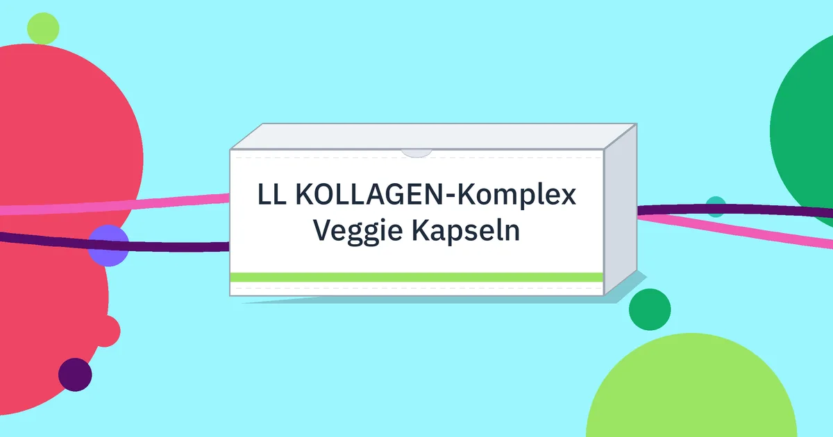 Symbolbild: Packung mit der Aufschrift LL KOLLAGEN-Komplex Veggie Kapseln (PZN 20112876) – Verfügbarkeit und Bezug in Apotheken in Frankfurt am Main