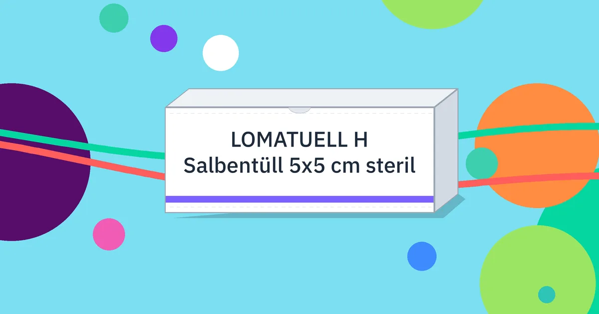 Symbolbild: Packung mit der Aufschrift LOMATUELL H Salbentüll 5x5 cm steril (PZN 17832207) – Verfügbarkeit und Bezug in Apotheken in Frankfurt am Main