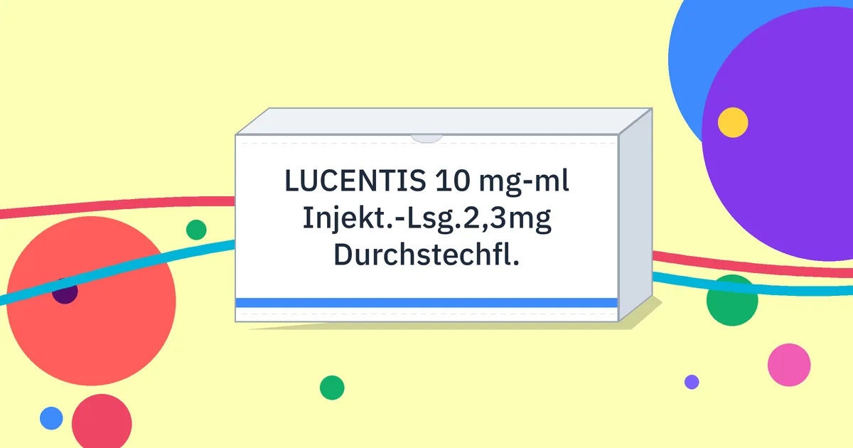 Symbolbild: Packung mit der Aufschrift LUCENTIS 10 mg-ml Injekt.-Lsg.2,3mg Durchstechfl. (PZN 17923588) – Verfügbarkeit und Bezug in Apotheken in Frankfurt am Main