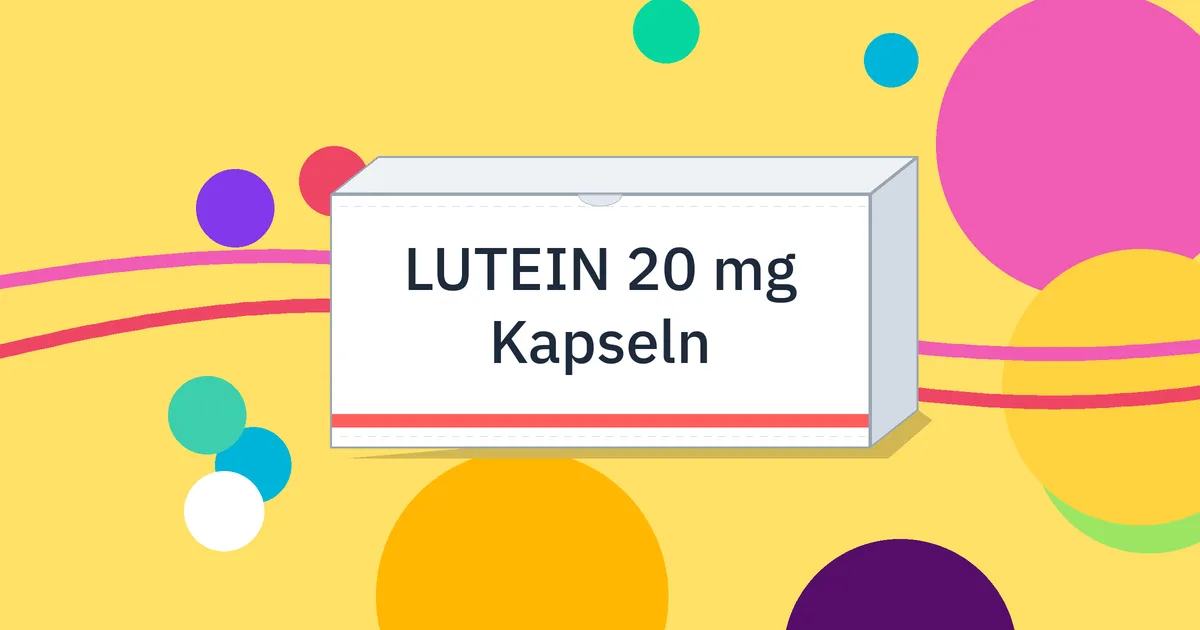 Symbolbild: Packung mit der Aufschrift LUTEIN 20 mg Kapseln (PZN 13752581) – Verfügbarkeit und Bezug in Apotheken in Frankfurt am Main