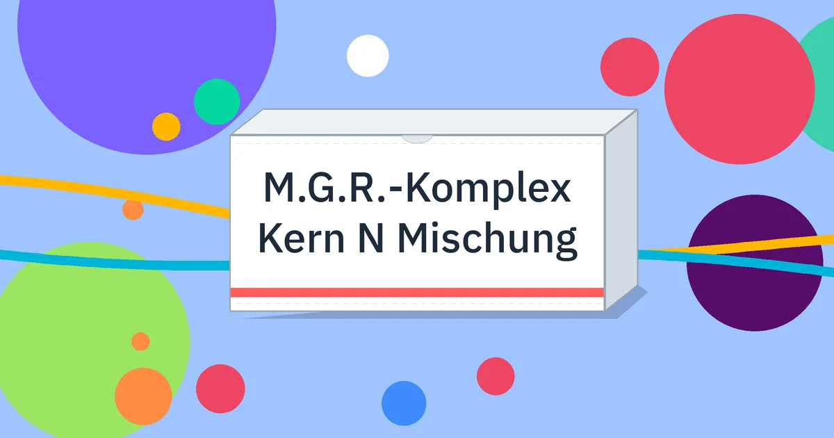 Symbolbild: Packung mit der Aufschrift M.G.R.-Komplex Kern N Mischung (PZN 00324748) – Verfügbarkeit und Bezug in Apotheken in Frankfurt am Main