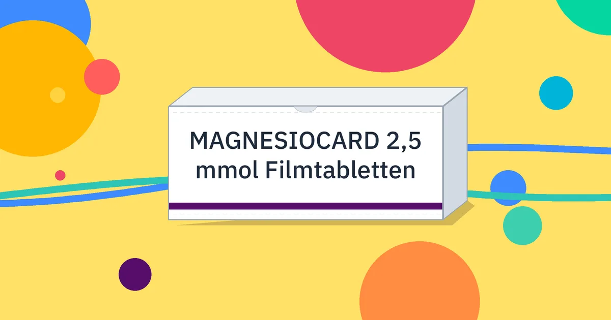 Symbolbild: Packung mit der Aufschrift MAGNESIOCARD 2,5 mmol Filmtabletten (PZN 01667835) – Verfügbarkeit und Bezug in Apotheken in Frankfurt am Main