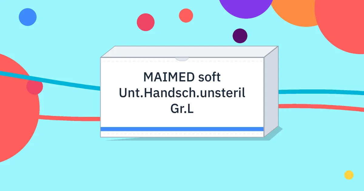 Symbolbild: Packung mit der Aufschrift MAIMED soft Unt.Handsch.unsteril Gr.L (PZN 00350906) – Verfügbarkeit und Bezug in Apotheken in Frankfurt am Main