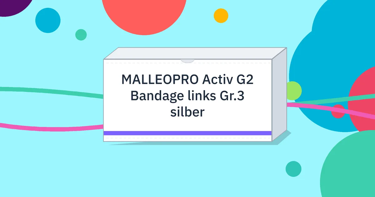 Symbolbild: Packung mit der Aufschrift MALLEOPRO Activ G2 Bandage links Gr.3 silber (PZN 09730912) – Verfügbarkeit und Bezug in Apotheken in Frankfurt am Main