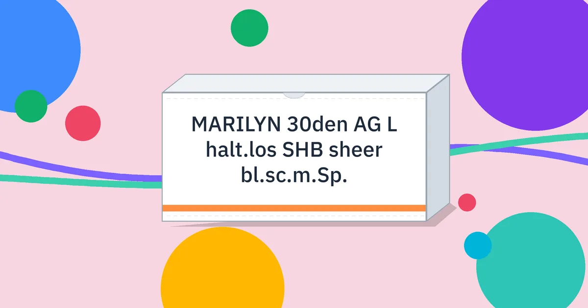 Symbolbild: Packung mit der Aufschrift MARILYN 30den AG L halt.los SHB sheer bl.sc.m.Sp. (PZN 16186372) – Verfügbarkeit und Bezug in Apotheken in Frankfurt am Main