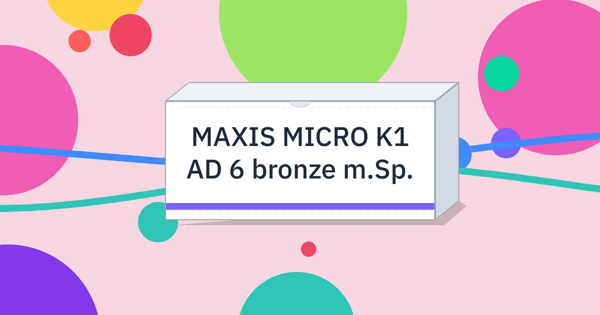 Symbolbild: Packung mit der Aufschrift MAXIS MICRO K1 AD 6 bronze m.Sp. (PZN 17672028) – Verfügbarkeit und Bezug in Apotheken in Frankfurt am Main