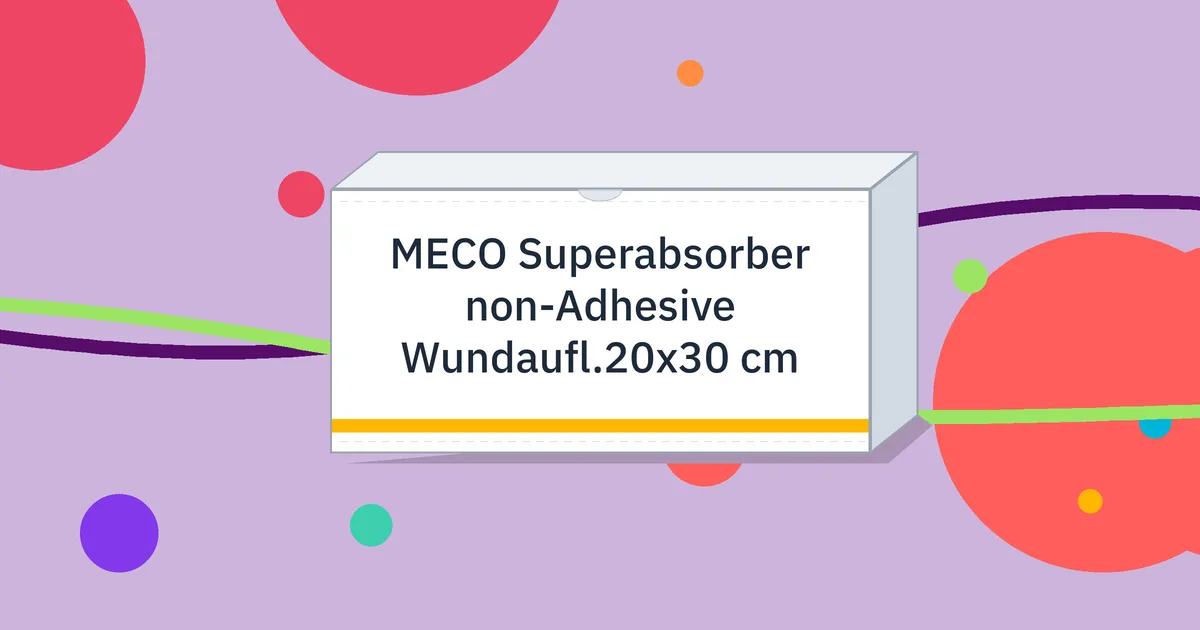 Symbolbild: Packung mit der Aufschrift MECO Superabsorber non-Adhesive Wundaufl.20x30 cm (PZN 19478626) – Verfügbarkeit und Bezug in Apotheken in Frankfurt am Main