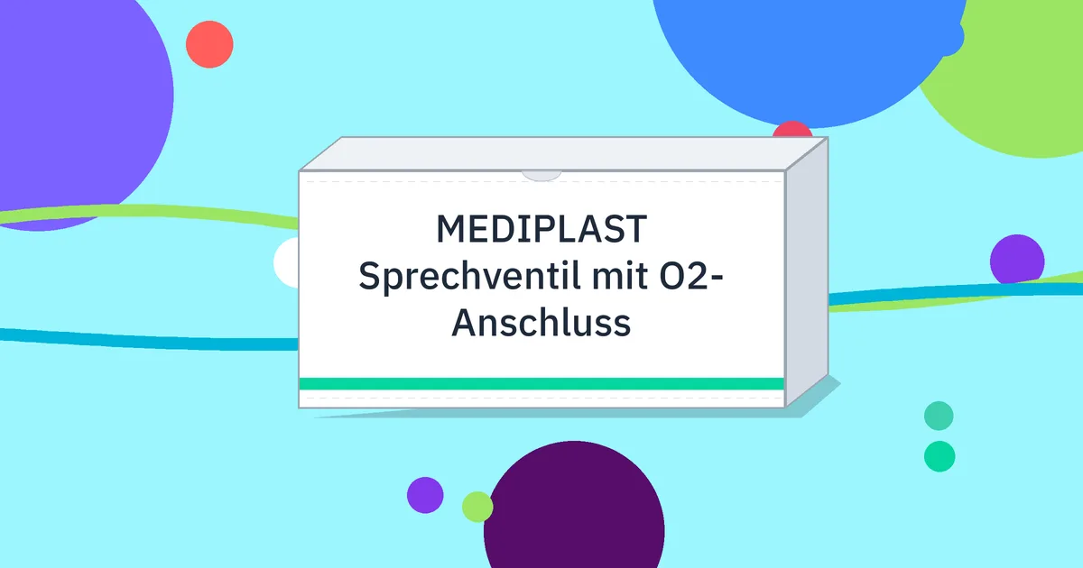 Symbolbild: Packung mit der Aufschrift MEDIPLAST Sprechventil mit O2-Anschluss (PZN 04528407) – Verfügbarkeit und Bezug in Apotheken in Frankfurt am Main