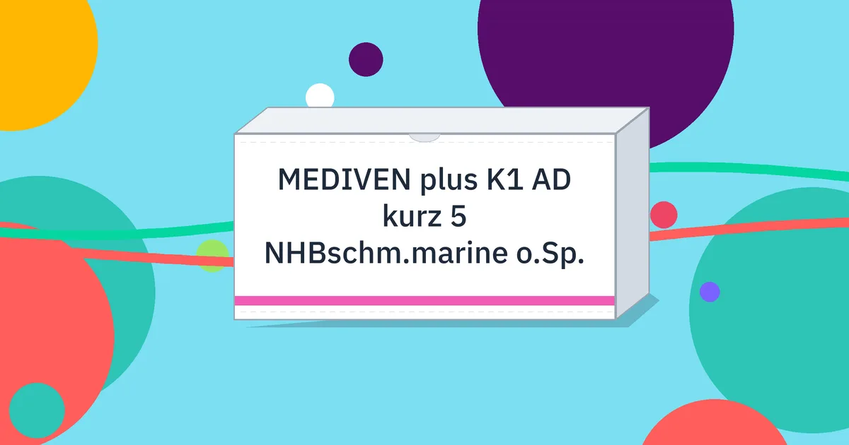 Symbolbild: Packung mit der Aufschrift MEDIVEN plus K1 AD kurz 5 NHBschm.marine o.Sp. (PZN 15899839) – Verfügbarkeit und Bezug in Apotheken in Frankfurt am Main