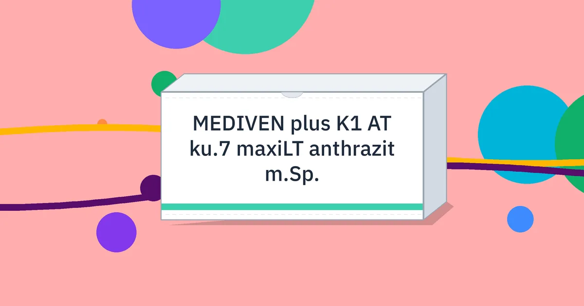 Symbolbild: Packung mit der Aufschrift MEDIVEN plus K1 AT ku.7 maxiLT anthrazit m.Sp. (PZN 15068883) – Verfügbarkeit und Bezug in Apotheken in Frankfurt am Main