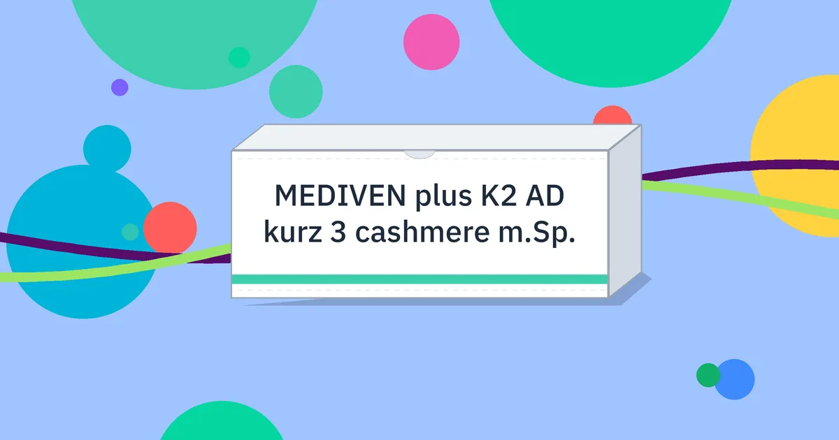 Symbolbild: Packung mit der Aufschrift MEDIVEN plus K2 AD kurz 3 cashmere m.Sp. (PZN 15096833) – Verfügbarkeit und Bezug in Apotheken in Frankfurt am Main