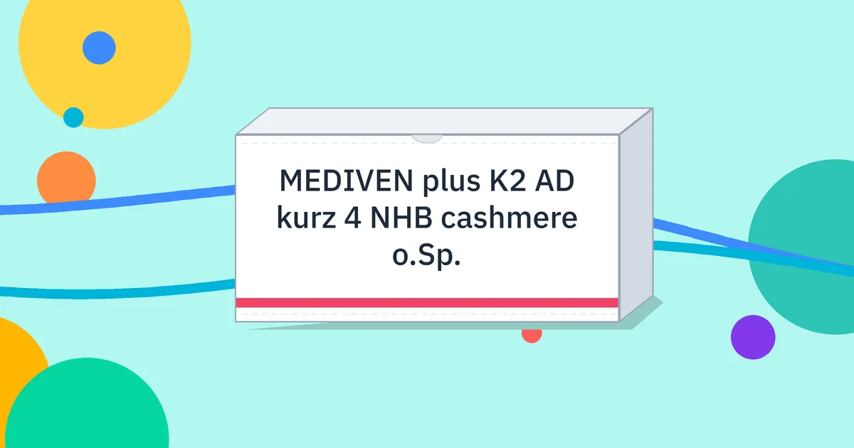 Symbolbild: Packung mit der Aufschrift MEDIVEN plus K2 AD kurz 4 NHB cashmere o.Sp. (PZN 15924916) – Verfügbarkeit und Bezug in Apotheken in Frankfurt am Main