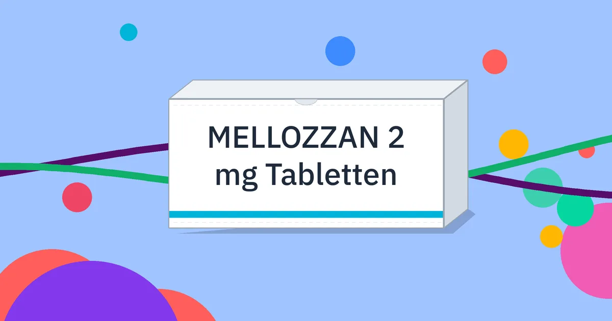 Symbolbild: Packung mit der Aufschrift MELLOZZAN 2 mg Tabletten (PZN 18772068) – Verfügbarkeit und Bezug in Apotheken in Frankfurt am Main