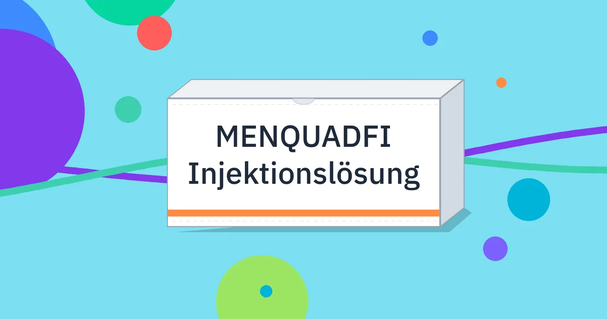 Symbolbild: Packung mit der Aufschrift MENQUADFI Injektionslösung (PZN 02912515) – Verfügbarkeit und Bezug in Apotheken in Frankfurt am Main