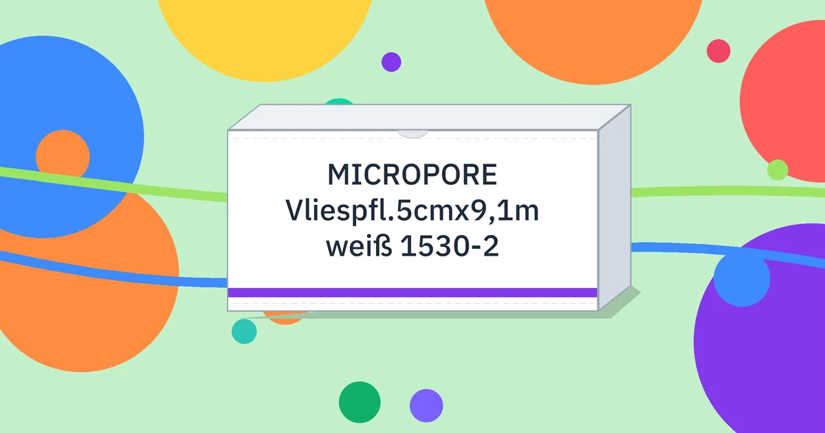 Symbolbild: Packung mit der Aufschrift MICROPORE Vliespfl.5cmx9,1m weiß 1530-2 (PZN 12394211) – Verfügbarkeit und Bezug in Apotheken in Frankfurt am Main