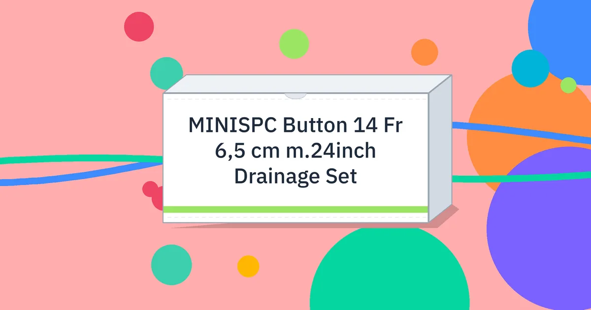 Symbolbild: Packung mit der Aufschrift MINISPC Button 14 Fr 6,5 cm m.24inch Drainage Set (PZN 20821868) – Verfügbarkeit und Bezug in Apotheken in Frankfurt am Main