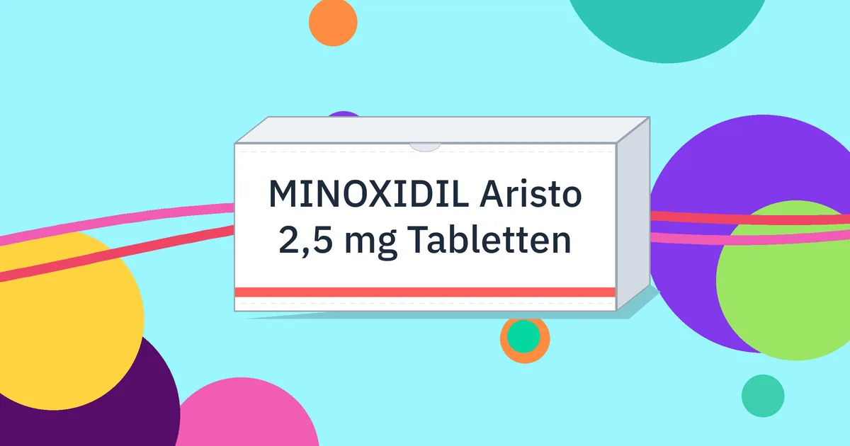 Symbolbild: Packung mit der Aufschrift MINOXIDIL Aristo 2,5 mg Tabletten (PZN 18879174) – Verfügbarkeit und Bezug in Apotheken in Frankfurt am Main